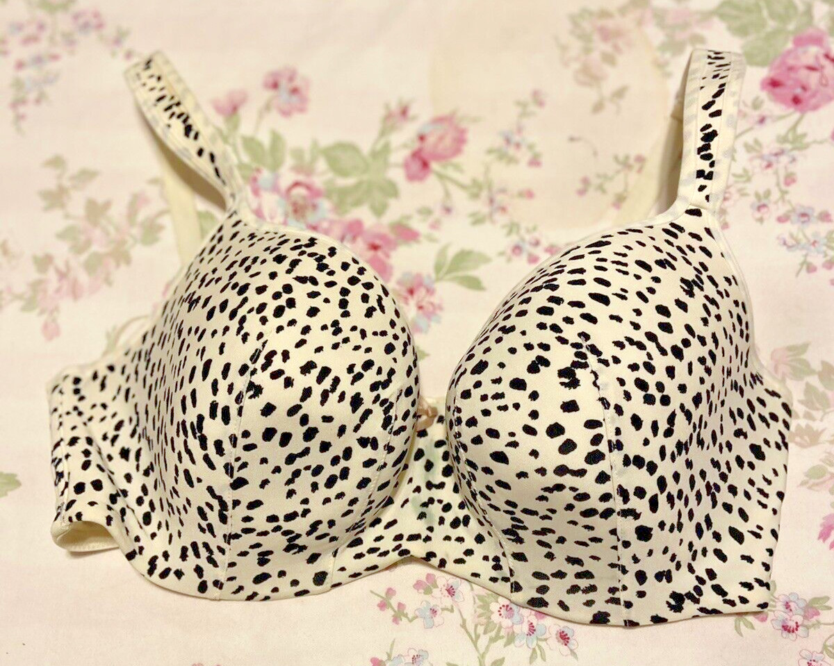 Cacique Bra black white underwire size 38DDD lined - Gem