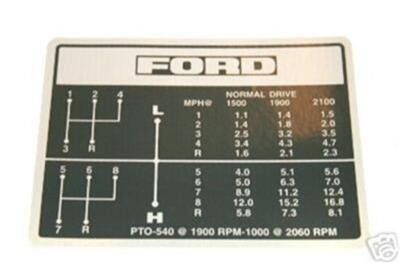 FORD 5000 7000 8 SPEED TRACTOR GEAR SHIFT PATTERN DECAL D3NN7B292B | eBay