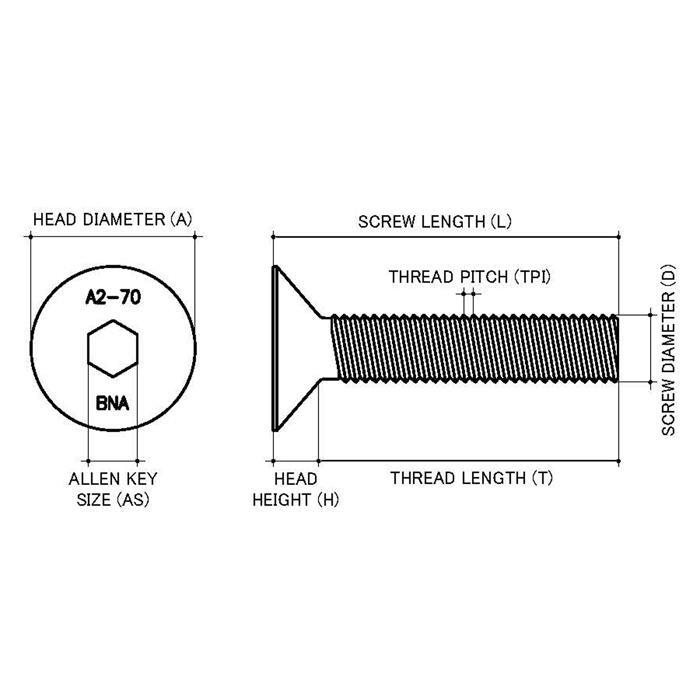 Pack of 5 Stainless 304 Countersunk Socket Screw 5/16 x 24 TPI UNF x 1 ...
