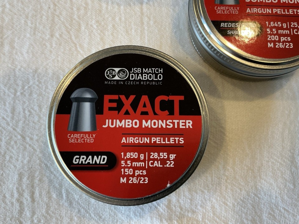 5 Tins JSB Match Diablo EXACT JUMBO MONSTER .22 Caliber Premium Airgun ...