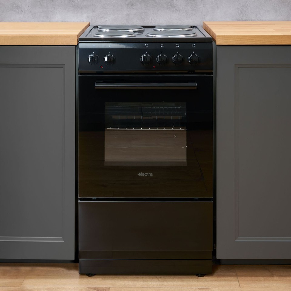 Electra SE50B/1 50cm Free Standing Electric Cooker with Solid Plate Hob ...