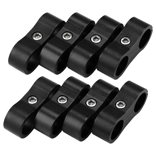 8Pc -4AN Hose Separator Clamp Black Aluminum for Braided 1/4 Oil/Fuel ...