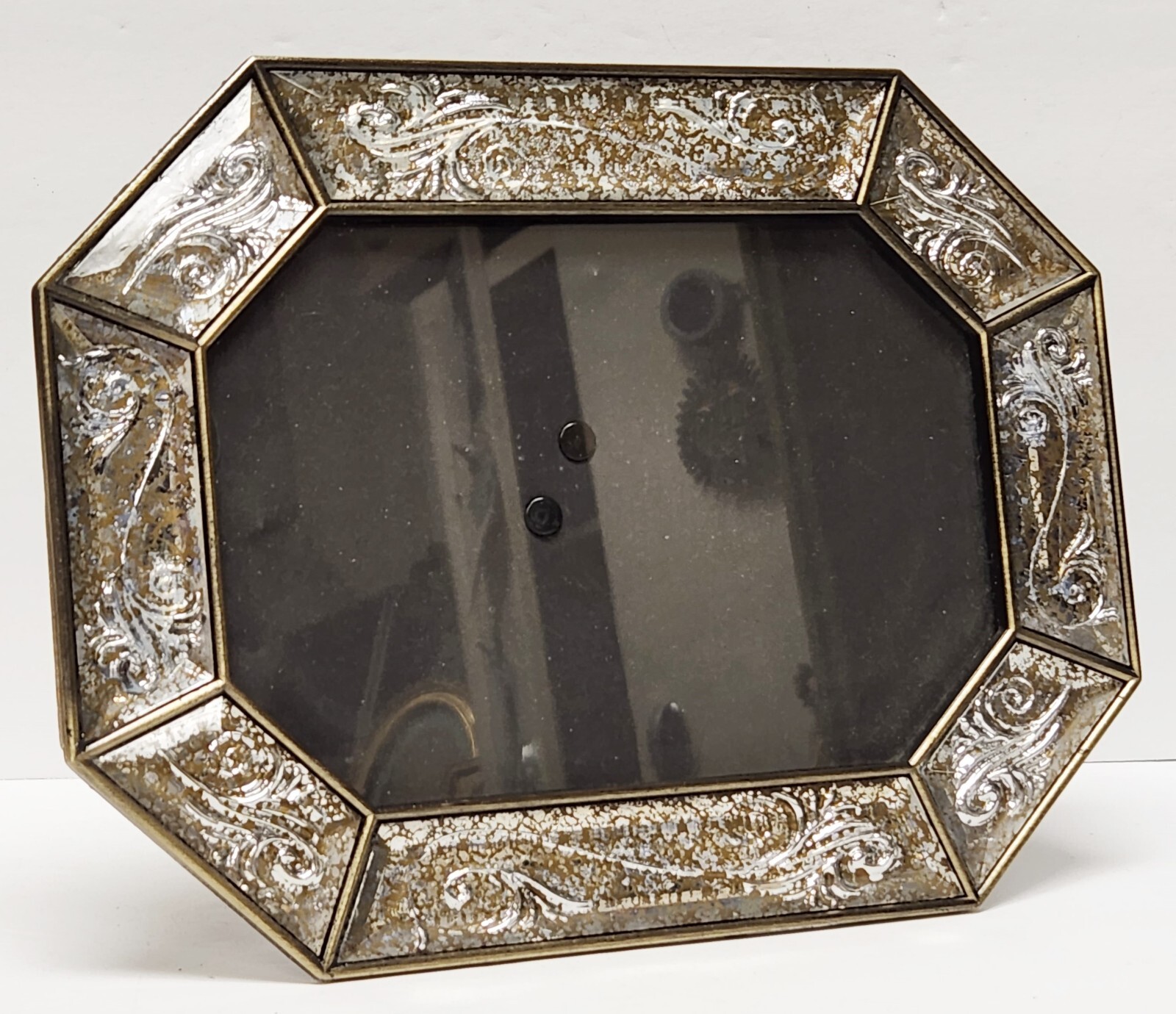 Vintage Venetian STYLE Reverse Etched Mercury Glass Octagon Photo Frame ...