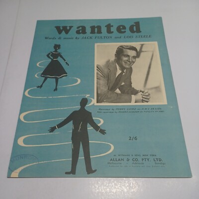 PERRY COMO - "Wanted" - VINTAGE SHEET MUSIC AUSTRALIA C5 | eBay Australia