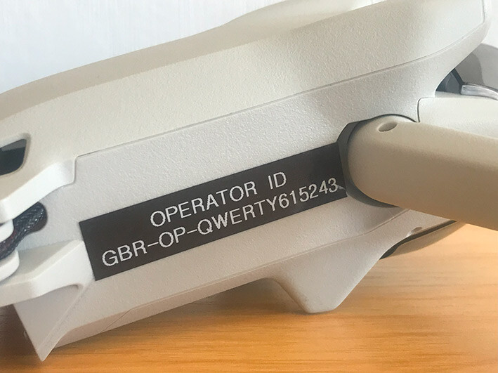 UK Drone Operator ID labels CAA regulatory labels for DJI Mavic, Mini 2 ...