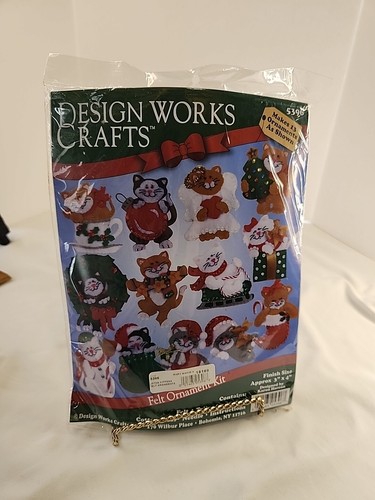 DESIGN WORKS FELT JEWELED ORNAMENT KIT LOTS OF CATS KITTIES KIT #5396 ...