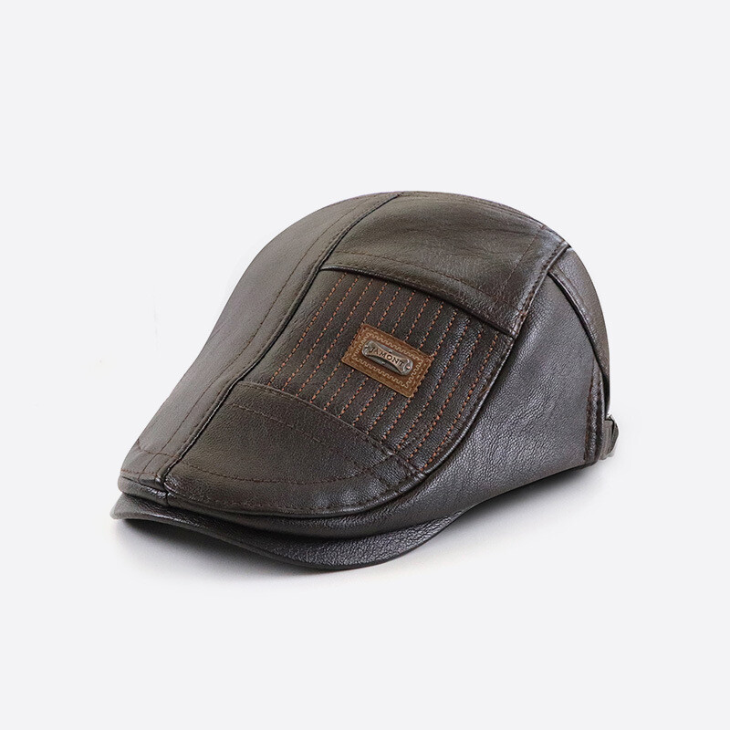 Men Beret Hat Leather Cap Newsboy Gatsby Flat Cap Ivy Golf Driver Cap ...