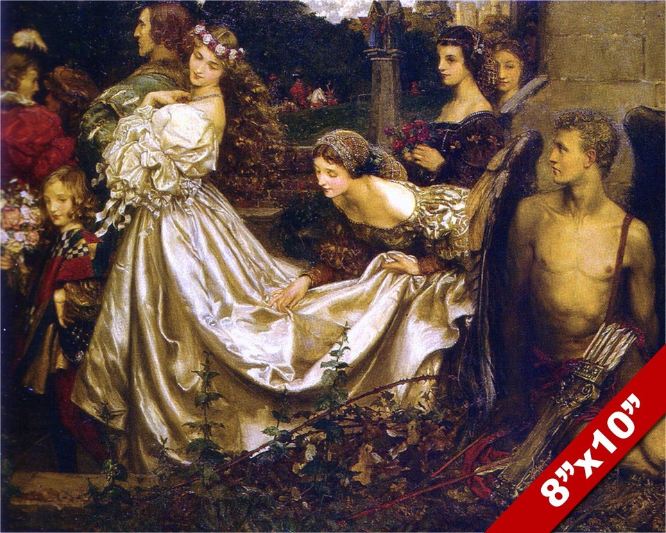 WEDDING PROCESSION BRIDE GROOM & CUPID CLASSIC PAINTING ART REAL CANVAS ...