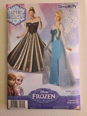 Simplicity 1215 Sewing Pattern Frozen Adult Dress Elsa Anna Sz 14-22 ...