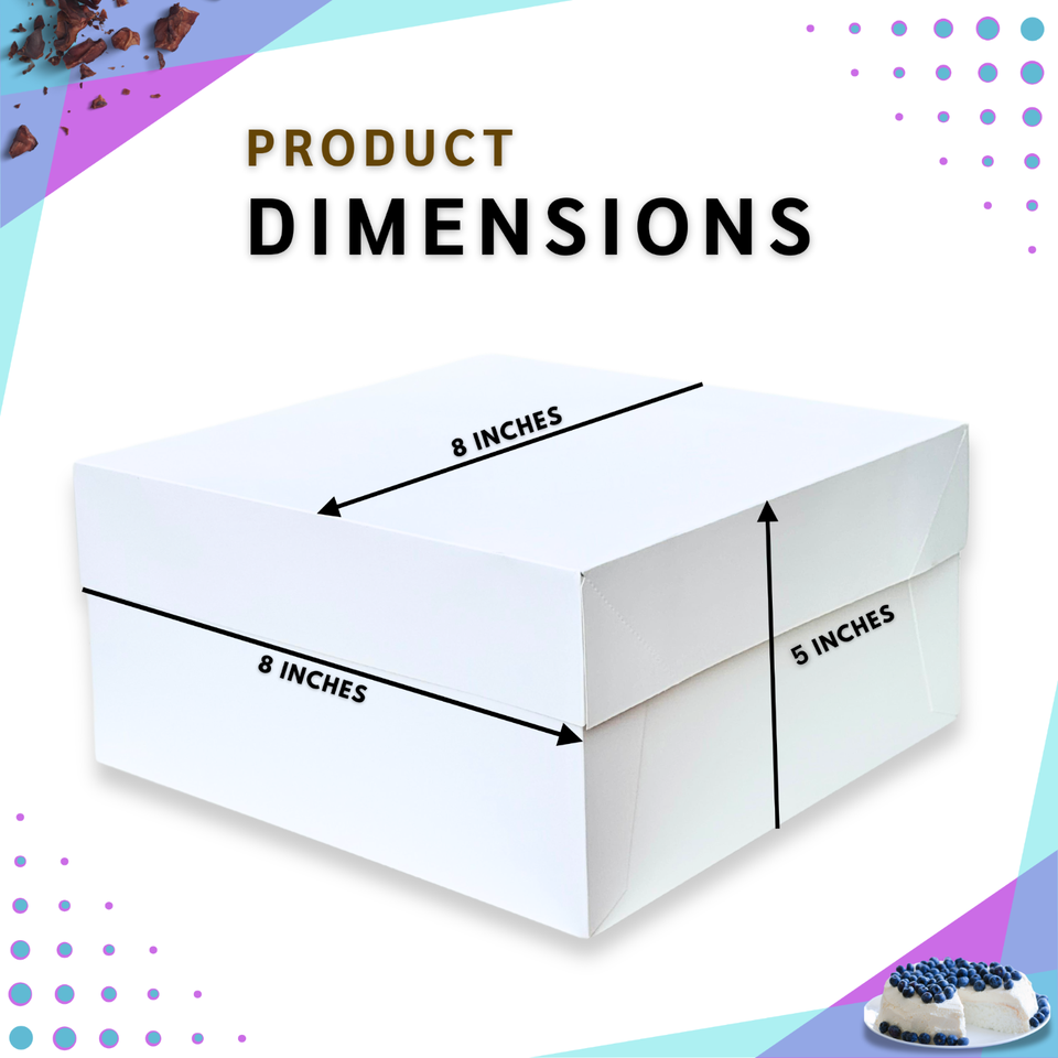 8 Inch Lid & Base White Cake Boxes | Pack of 5, 10, 25, 50, 100 | eBay UK