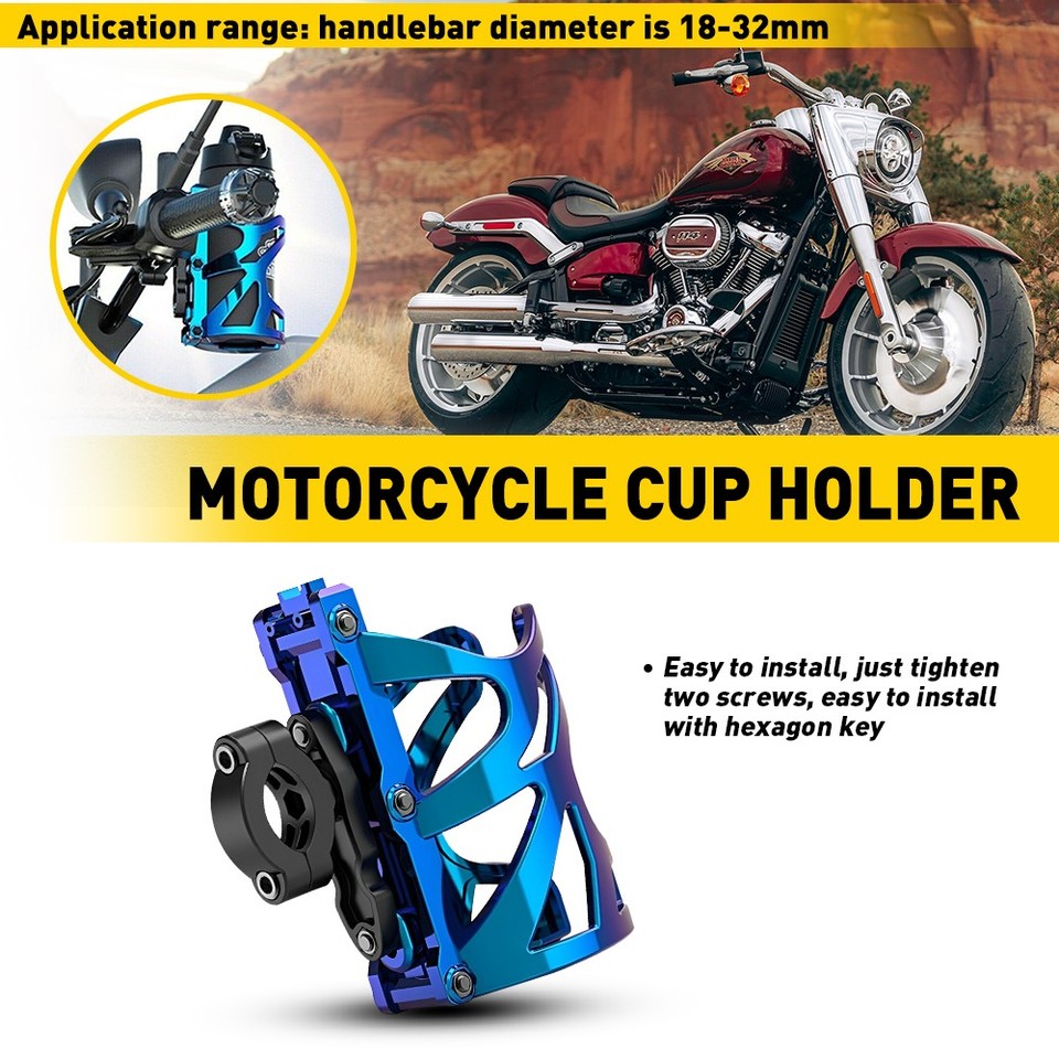 Universal Motorcycle Handlebar Cup Holder For Honda Yamaha Kawasaki ATV ...