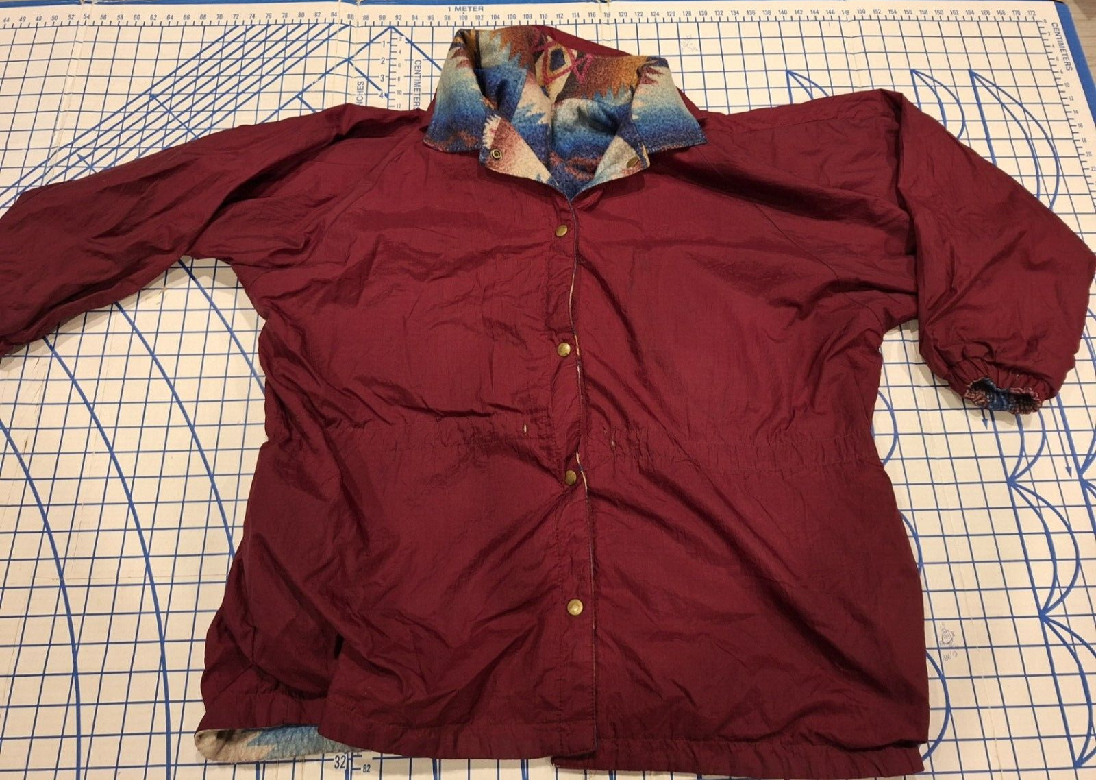 Vintage Casual Club Reversible Snap Jacket Aztec Sout… - Gem