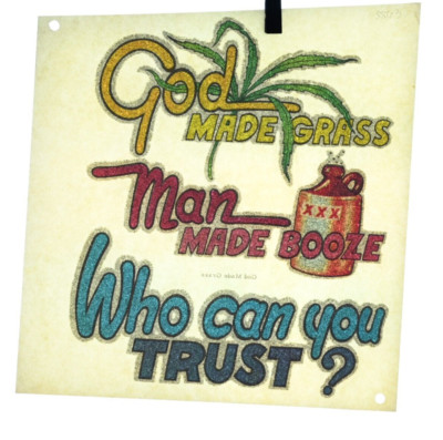 Authentic VINTAGE God Made Grass Man Made Booze Transfer Iron On | eBay