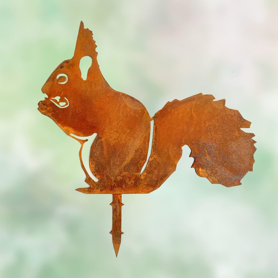 Squirrel Shaped Garden Patio Decor Corten Steel Metal Ornament Outdoor ...
