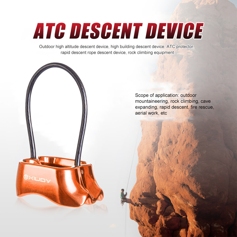 Rappel ATC Belay Device Descender Camping Climbing Equipment (Orange ...