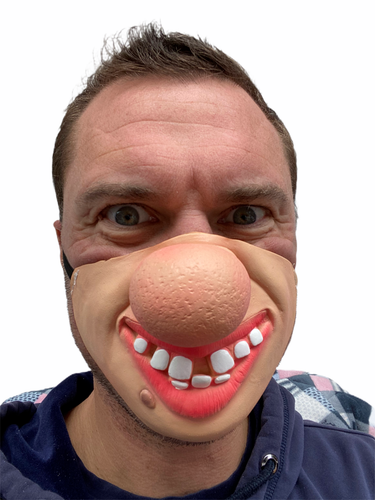 Half Face Funny Big Red Nose Clown Mask Hillbilly Teeth Fancy Dress ...
