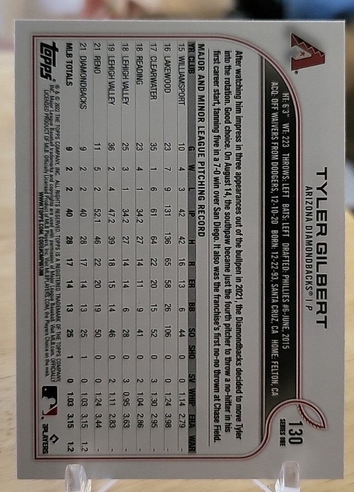 Tyler Gilbert 2022 Topps 1st Edition Rookie Card #130 | eBay