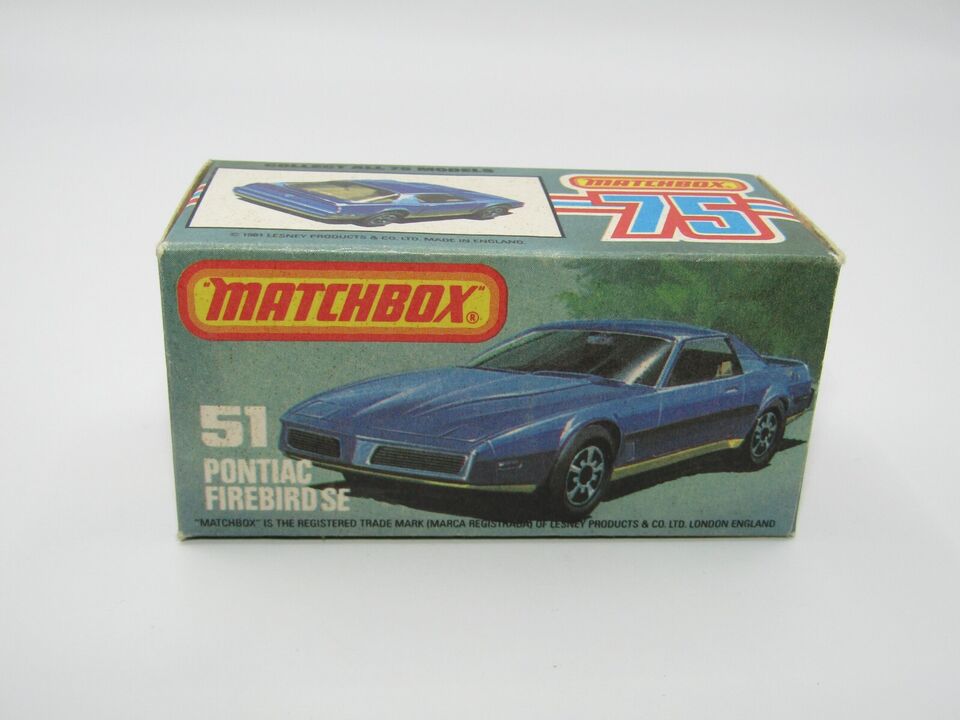 Matchbox Superfast No 51 Pontiac Firebird SE Original Empty Box without ...