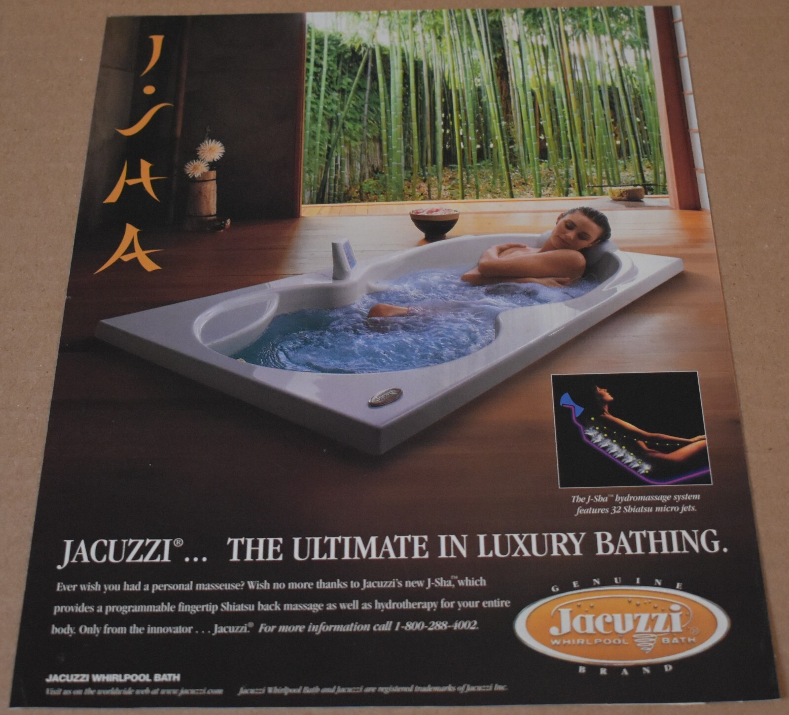 1998 Print Ad Jacuzzi Ultimate Luxury Bathing Lady Smooth Skin Bamboo ...