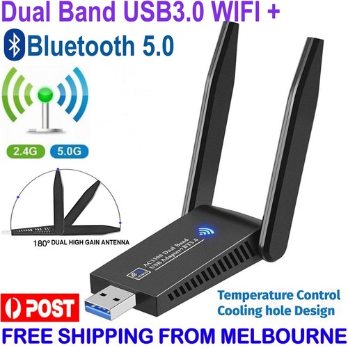 AC1300 USB 3.0 Wifi Adapter 1300Mbps Dual Band 2.4G/5.8G and Bluetooth ...