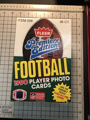 (1) 1990 Fleer FOOTBALL CARDS PREMIERE EDITION NFL WAX PACK BOX 36 ...