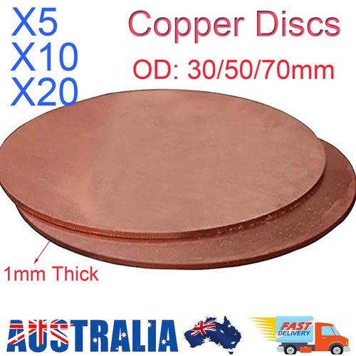 1mm Solid Copper Disc Pure Cu Metal Round Copper Sheet Plate 30/50 ...