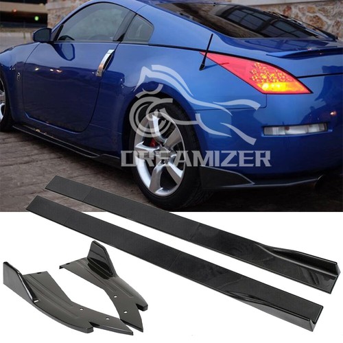 For Nissan 350Z 370Z GTR Rear Bumper Splitter Spats Canard Lips + Side ...