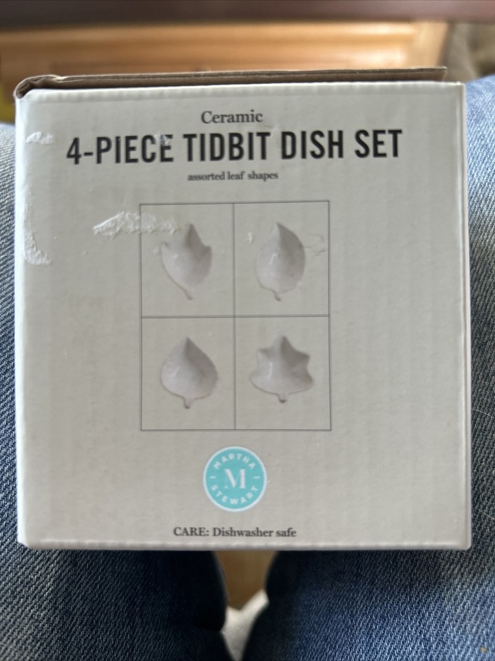 Martha Stewart 4 Pc Assorted Leaf Shapes Ceramic Tidbit Dish Set ...