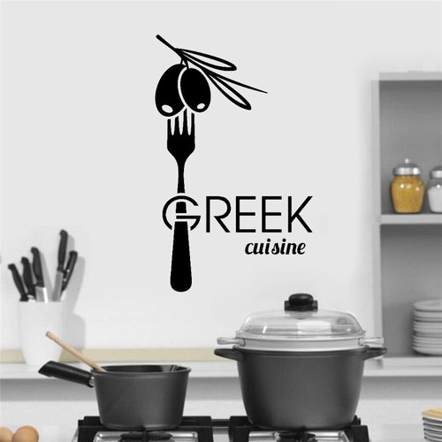 Vinyl wall decals Greek cuisine Greek fork olive home kitchen room ...