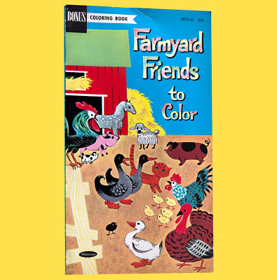 Vintage Whitman UNUSED FARMYARD FRIENDS TO COLOR Coloring Book 1962 78 ...