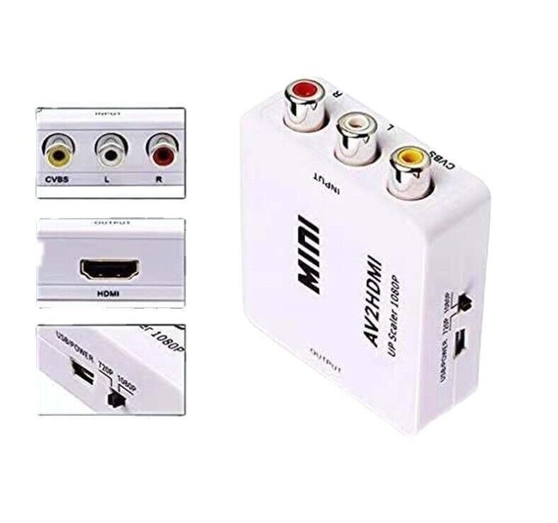 RCA to HDMI Converter Composite AV CVBS Video Adapter 720 1080p For Wii ...