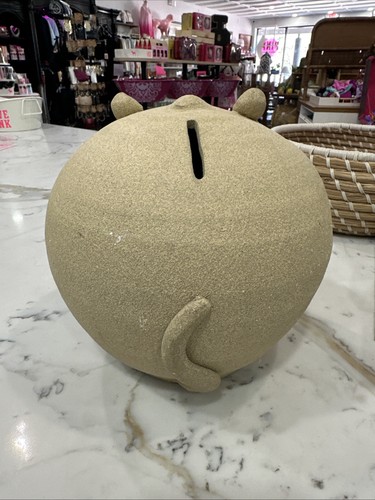 Vintage 1970's Fat Cat Piggy Bank Stoneware Pottery w/original Stopper ...