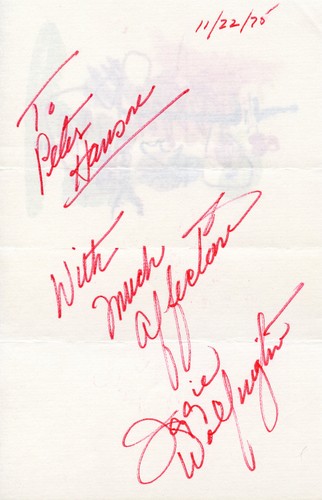 IGGIE WOLFINGTON Vintage Original 1975 AUTOGRAPH Note with artwork ...