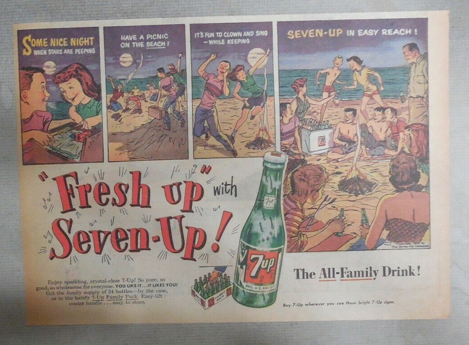 7-Up Ad: Fresh Up With Seven-Up ! Beach Dance Party ! from 1950's 7 x ...