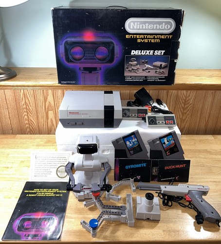 Nintendo NES 1986 DELUXE SET BOX Set ROB Robot CIB SERVICED + PLAY ...