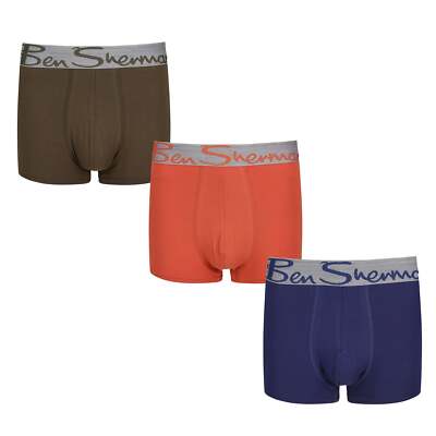 Ben Sherman Mens Declan 3 Pack Trunks - Twilight/Ginger/Olive | eBay UK