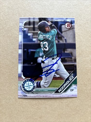 Julio Rodriguez Signed Autograph 2019 Bowman Draft BD-60 RC Card ...