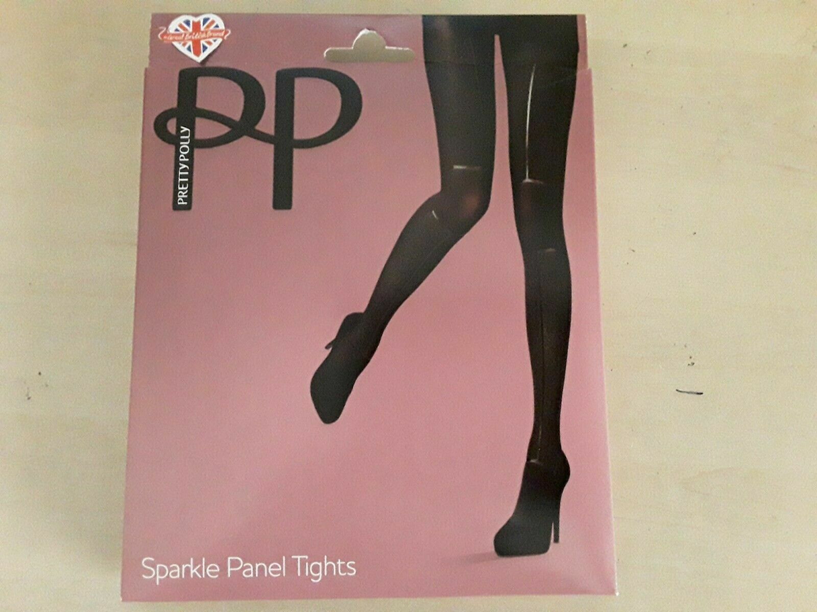 Pretty Polly Black Tights Painted Sparkle Panel Ladies Womens One Size ...