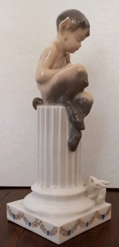 Royal Copenhagen Satyr Pan Faun W/ Flute & Rabbit Figurine #456 ...