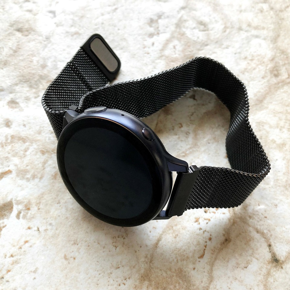 Black Milanese Metal Mesh Band for Garmin Vivoactive 4, Forerunner 570 ...