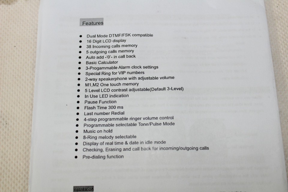 Homedesk Digiphone TC-9200 Black Corded Dual Mode DTMF FSK Compatible ...