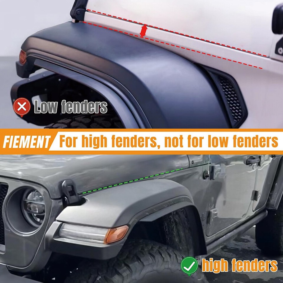 Black Fender Flares Extensions 4pc For Jeep Gladiator JT 2020 - 2024 ...