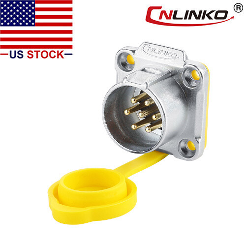 7 Pin Power Signal Connector Panel Mount Receptacles Male Socket ...