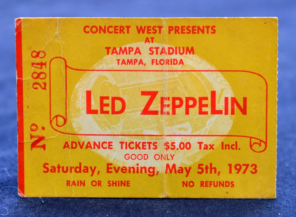 Supe rare Led Zeppelin 1973 concert ticket stub from the famous record ...