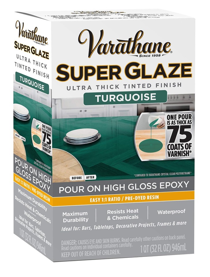 Varathane 369293 Super Glaze Pour-On High Gloss Epoxy, Quart, Turquoise ...