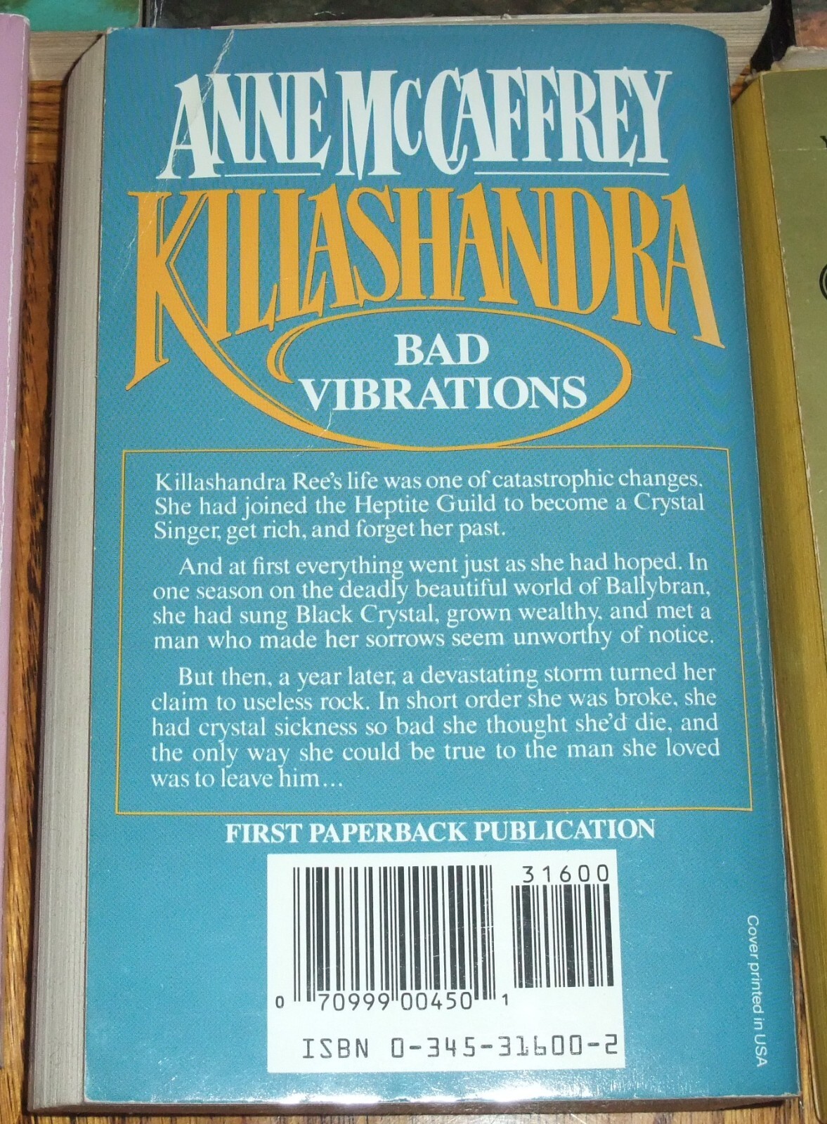6 BOOK LOT #412 SCIENCE FICTION Anne McCaffrey -Crystal Singer ...