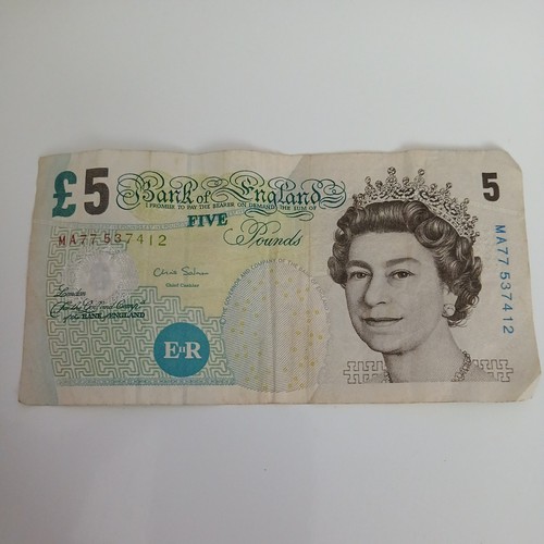 Old £5 Pound Bank Note England / Elizabeth uncirculated genuine rare ...