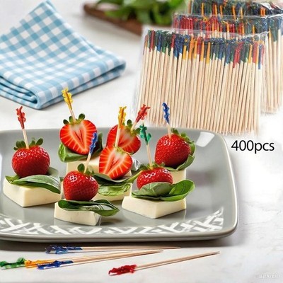 400Pcs Cocktail Picks Wooden Appetizer Picks for Fruit Sandwiches ...