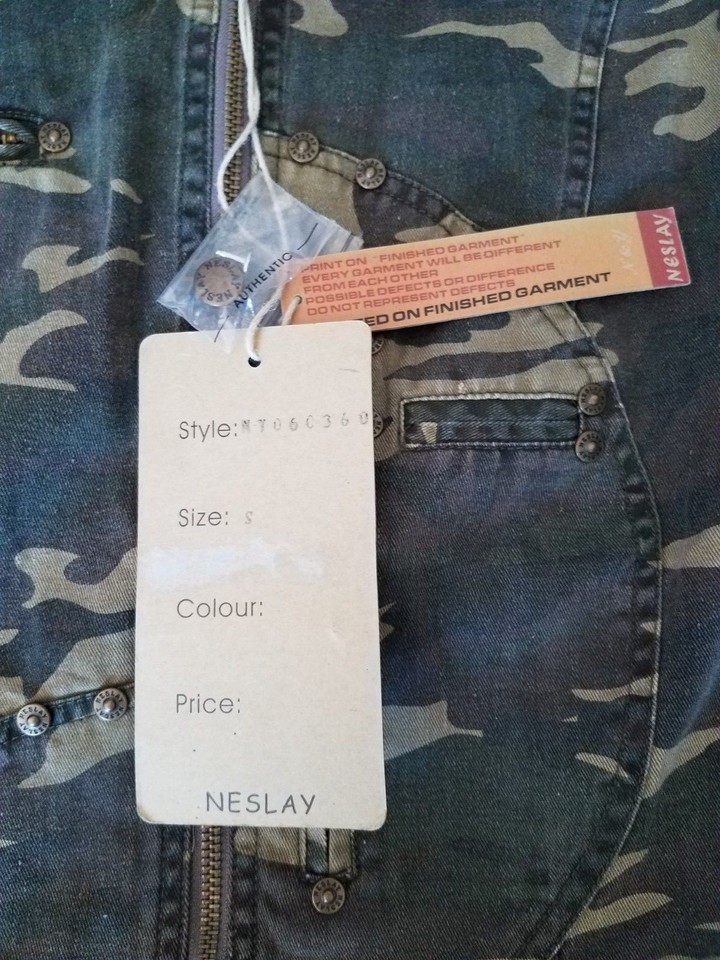 Women's NESLAY Camo Military Jacket Top Blouse small Embellished Casual ...