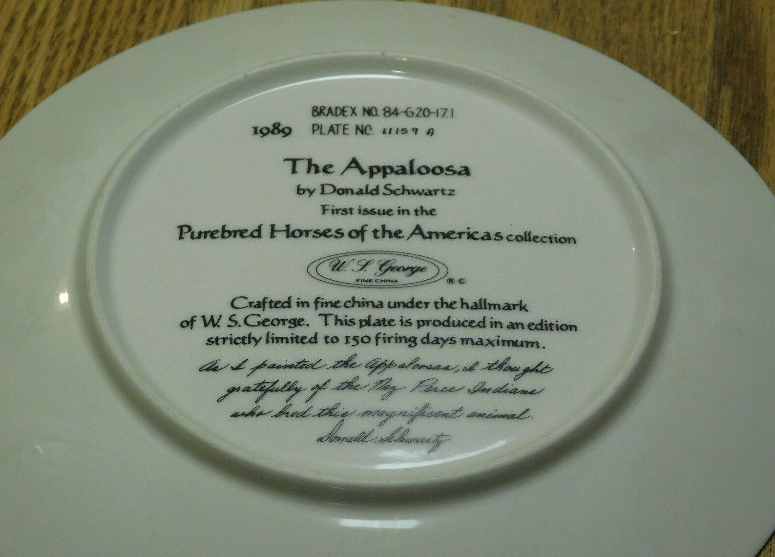 The Appaloosa Plate, Purebred Horses of the Americas, Schwartz, George ...